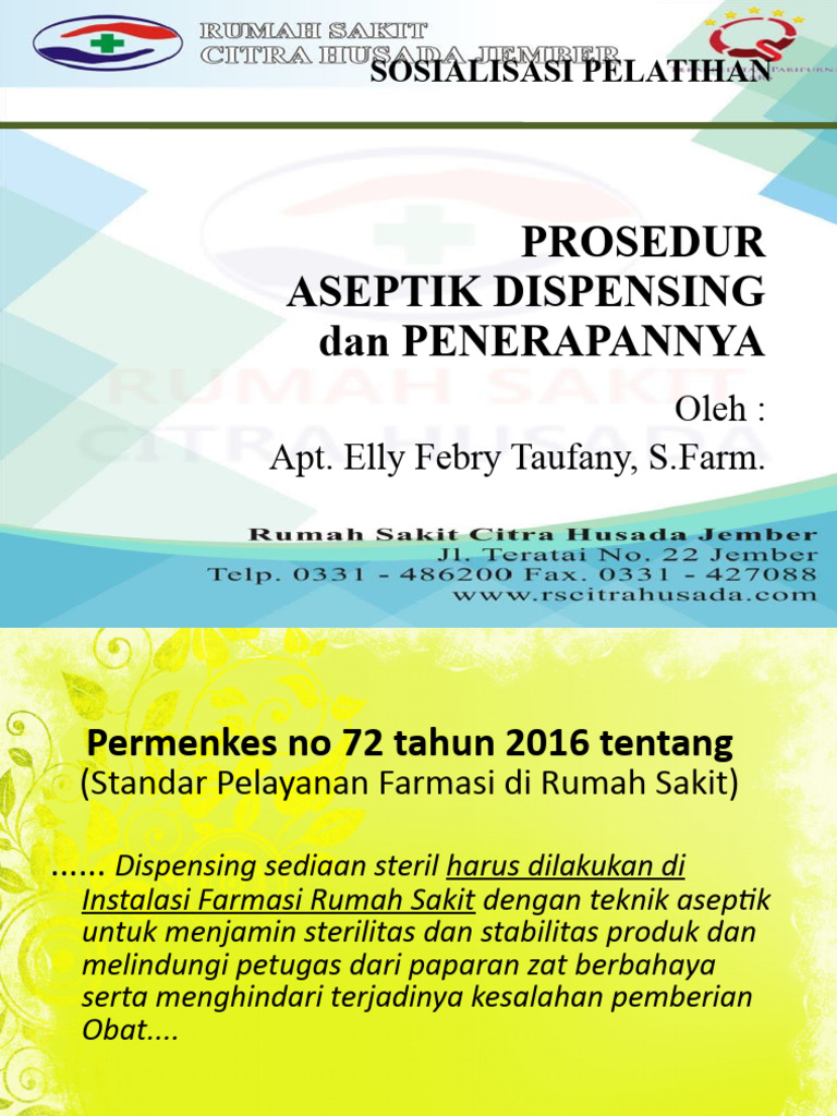 Aseptik Dispensing di RS: Prosedur & Penerapan | PDF