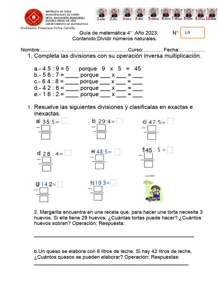 Divisiones Exactas e Inexactas 4° | PDF