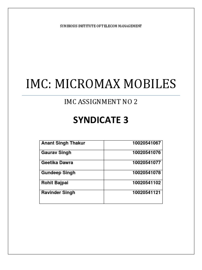 Imc Assg 2 Micromax | PDF | Marketing Communications | Brand