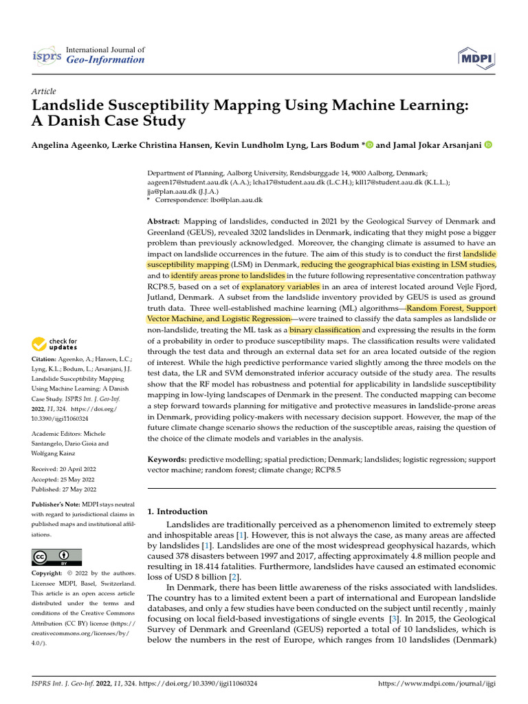Landslide Susceptibility Mapping Using Machine Learning | PDF | Landslide | Dependent And ...