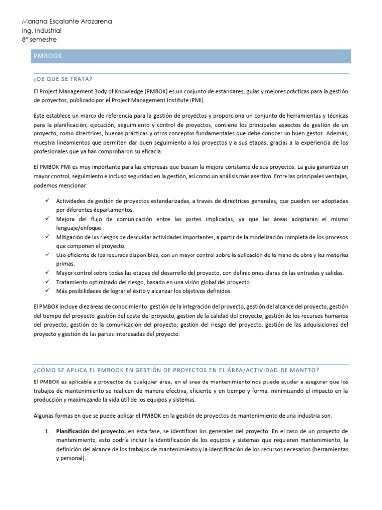 Guía PMBOK para Gestión de Proyectos | PDF | Gestión de proyectos ...