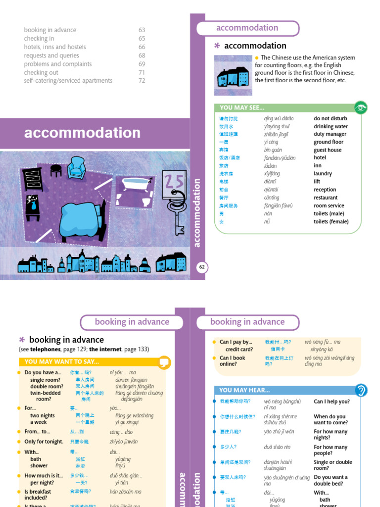 Mandarin Chinese Phrase - Accomodation | PDF