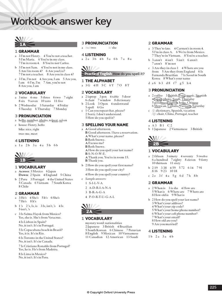 Answer Key - AEF Starter | PDF | Waiting Staff