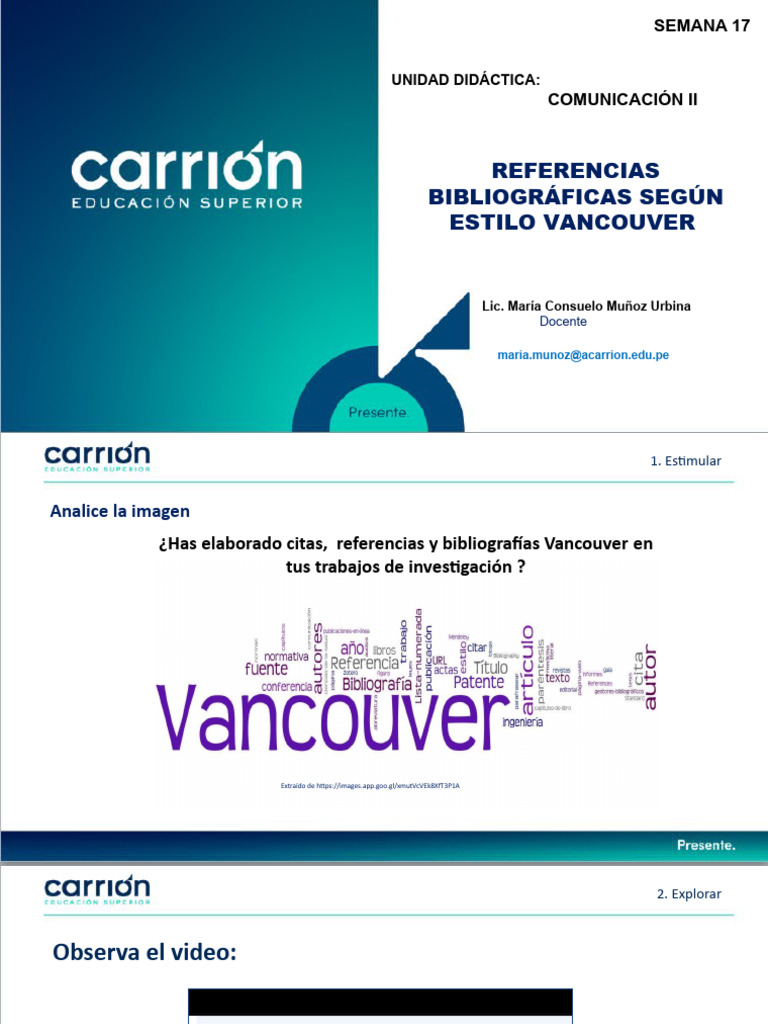 Semana 17 - Referencias Bibliograficas Segun Estilo Vancouver 1 | PDF ...
