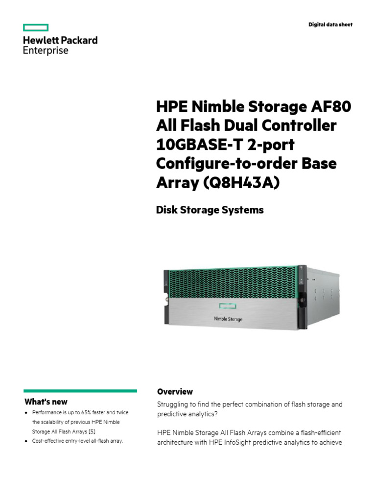 HPE Nimble Storage AF80 All Flash Dual Controller | PDF | Cloud Computing | Computer Data Storage