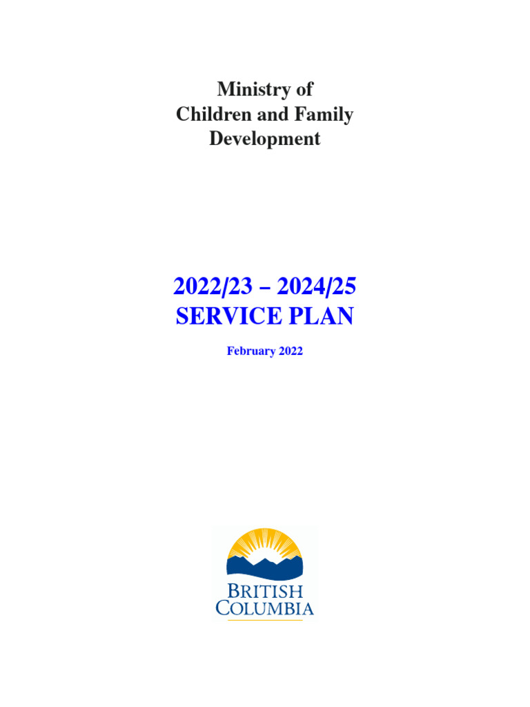 BC Ministry of Children and Family Development Service Plan 2022 / 2023 ...