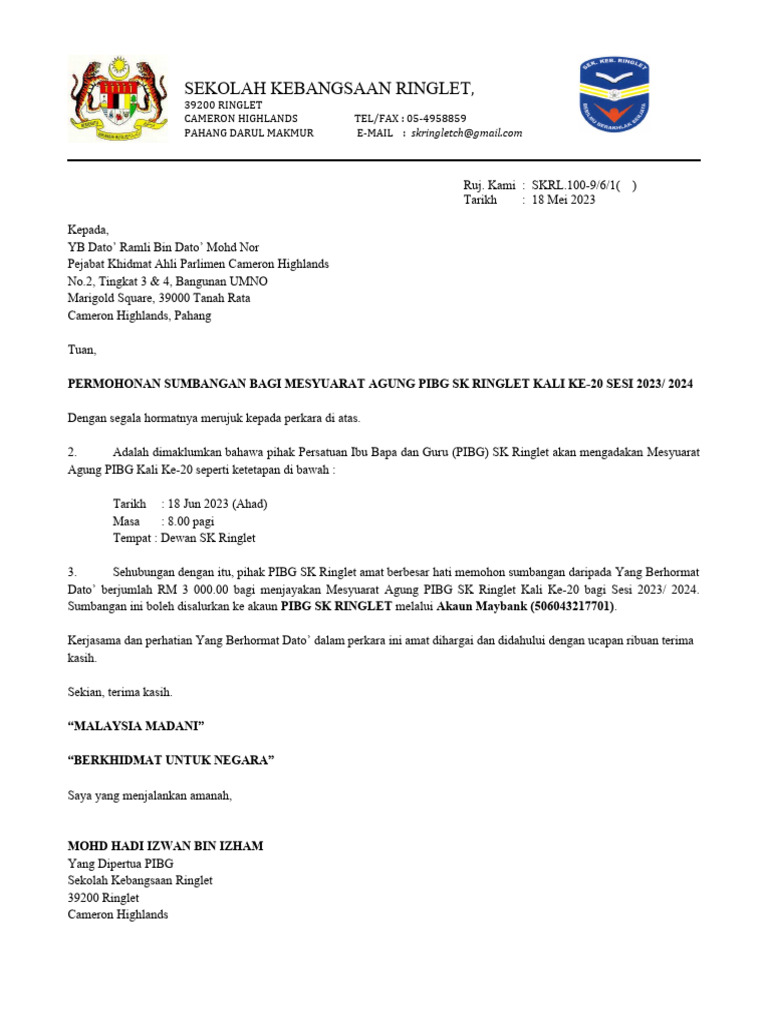 Surat Yb Dato Ramli | PDF