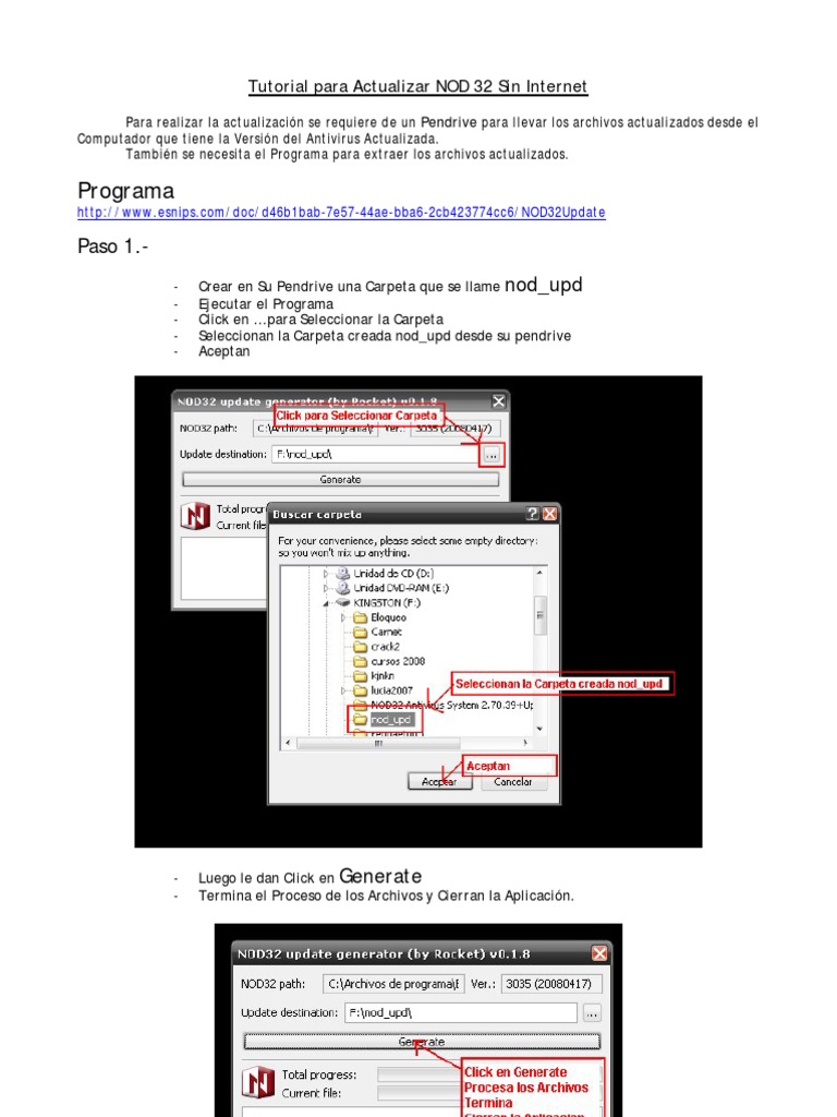Tutorial para Actualizar NOD 32 Sin Internet | PDF