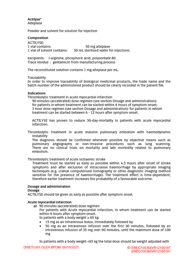 ACC PI Actilyse | PDF | Stroke | Ischemia