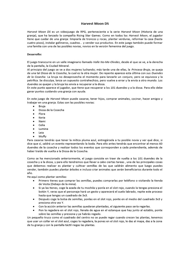 Guía de Harvest Moon DS: Cultiva y Juega | PDF | Oveja | Granero