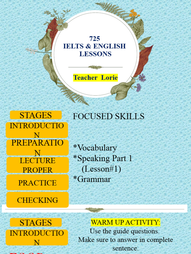 IELTS Speaking Skills Guide | PDF | Vocabulary | Grammar