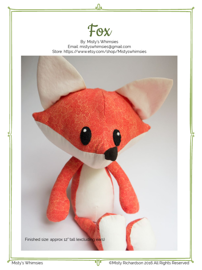 Cherry The Fox Pattern | PDF | Seam (Sewing) | Sewing