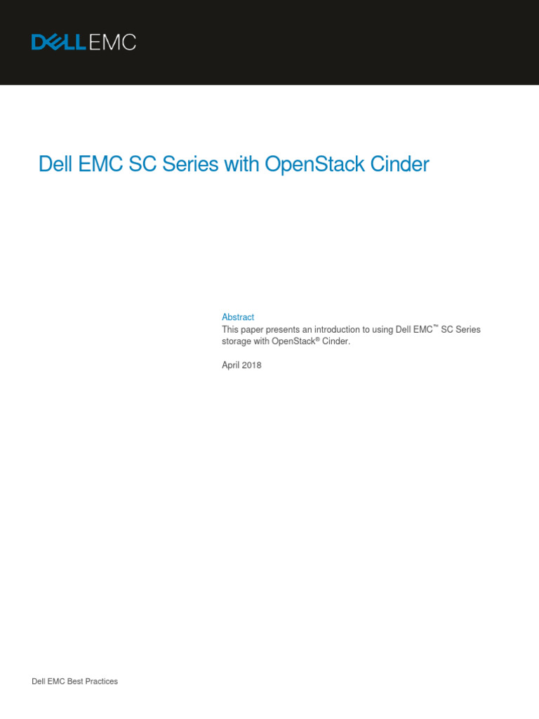SC Series With OpenStack Cinder Dell EMC 2018 (CML1051) | PDF