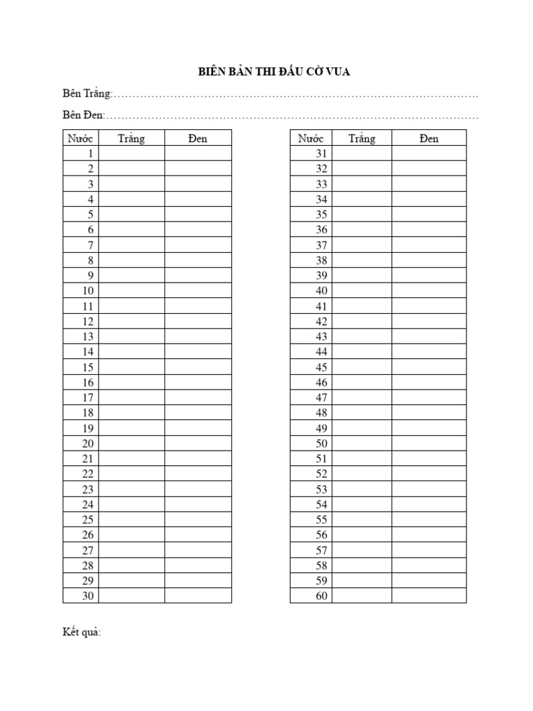 Biên Bản Thi Đấu Cờ Vua | PDF