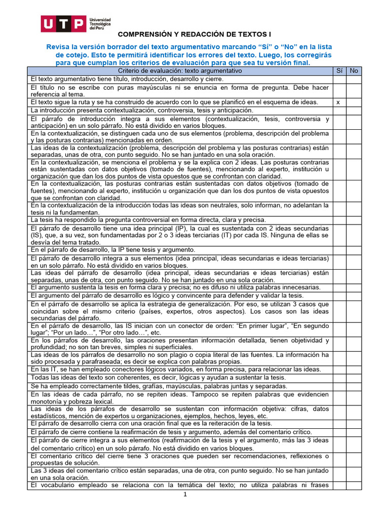 LISTA COTEJO. TEX. ARGUM. Estrategia Generalización | PDF | Oración (Lingüística) | Verbo