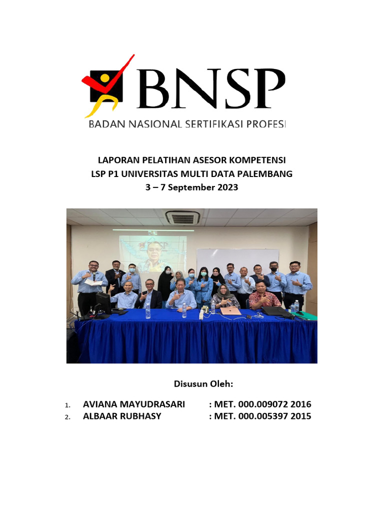 Cover Laporan Pelatihan LSP Umdp | PDF