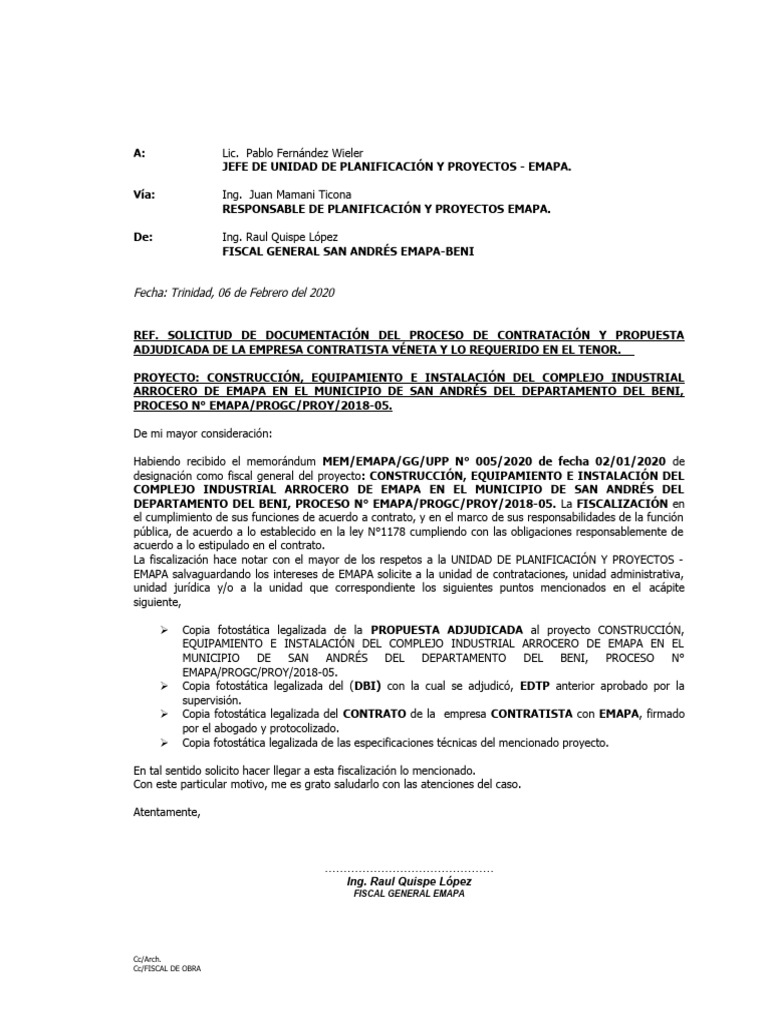 Solicitud de Propuesta de EMAPA | PDF | Finanzas y dinero