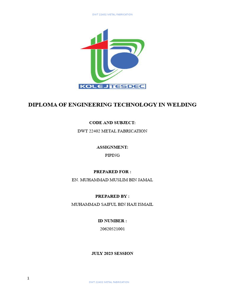 Piping Assignment | PDF | Pipe (Fluid Conveyance) | Nondestructive Testing