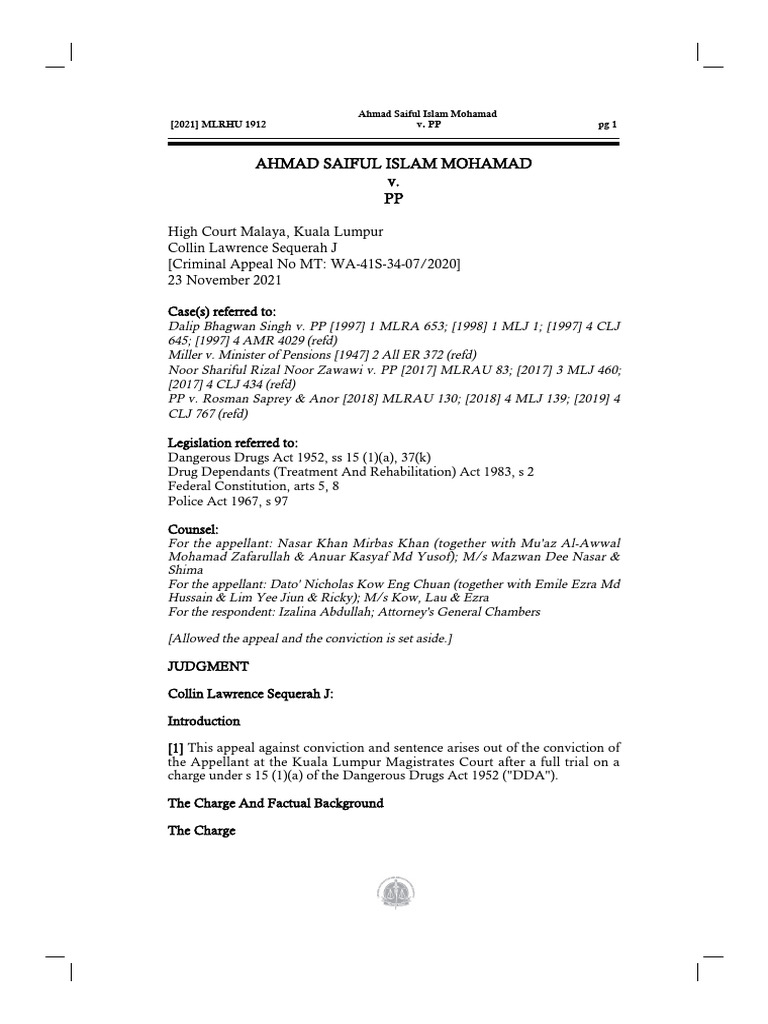 Ahmad Saiful Islam 1 Vs 2 Bottles | PDF | Burden Of Proof (Law) | Justice