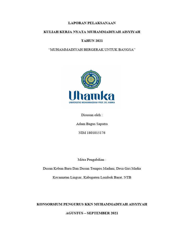 Contoh Cover Laporan KKN | PDF