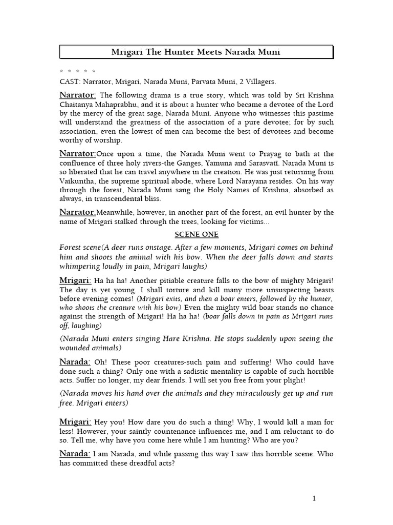 Mrigari The Hunter Meets Narada Muni | PDF | Krishna | Hinduism