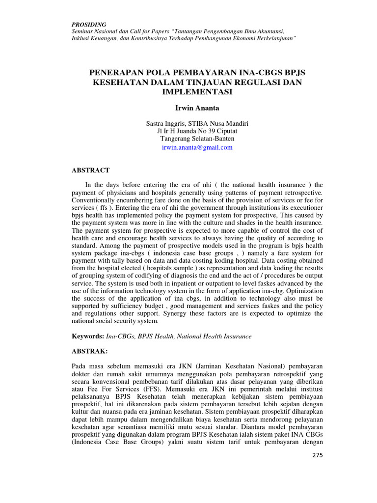 INA-CBGs Payment System in BPJS | PDF | Health Care | Social Programs