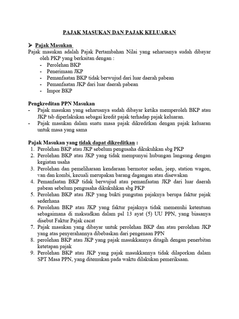Materi 3 PAJAK MASUKAN DAN PAJAK KELUARAN | PDF