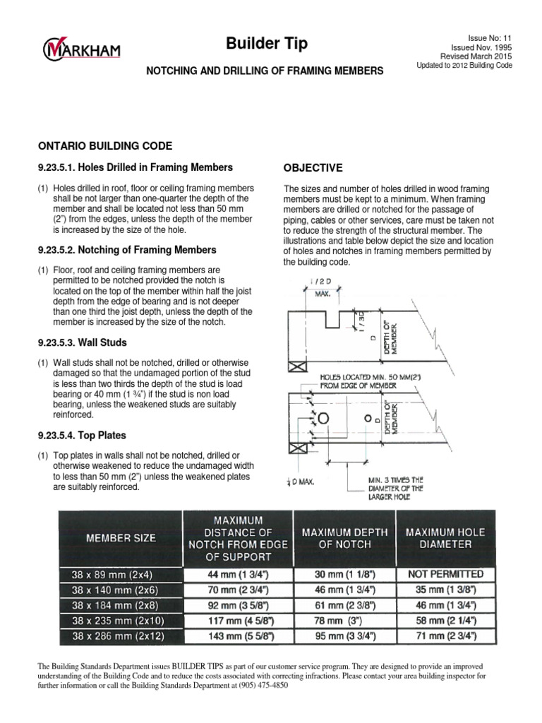 Notching and Drilling of Framing Members | PDF | Framing (Construction ...
