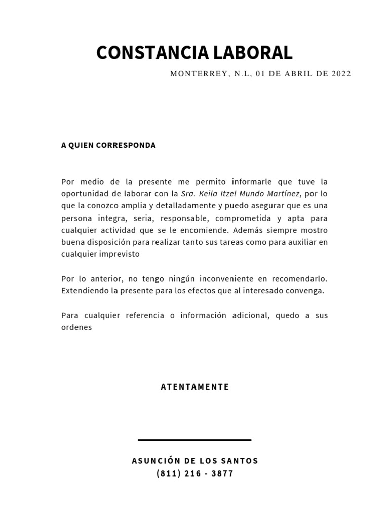Constancia Laboral | PDF