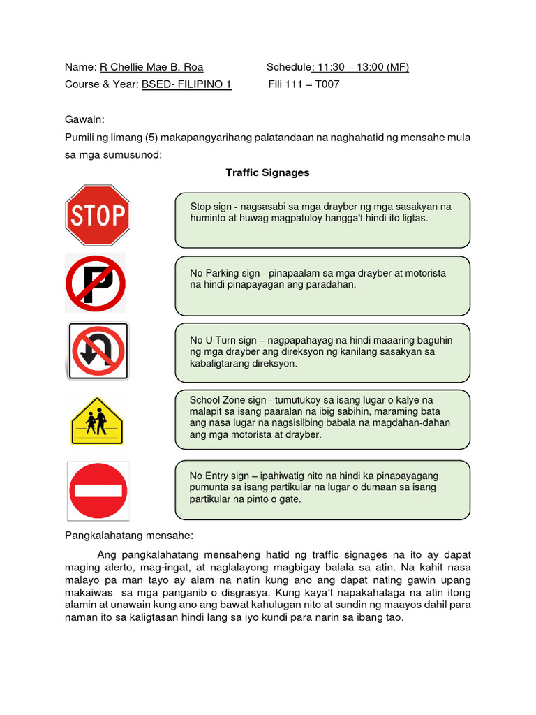 Roa Traffic Signages | PDF