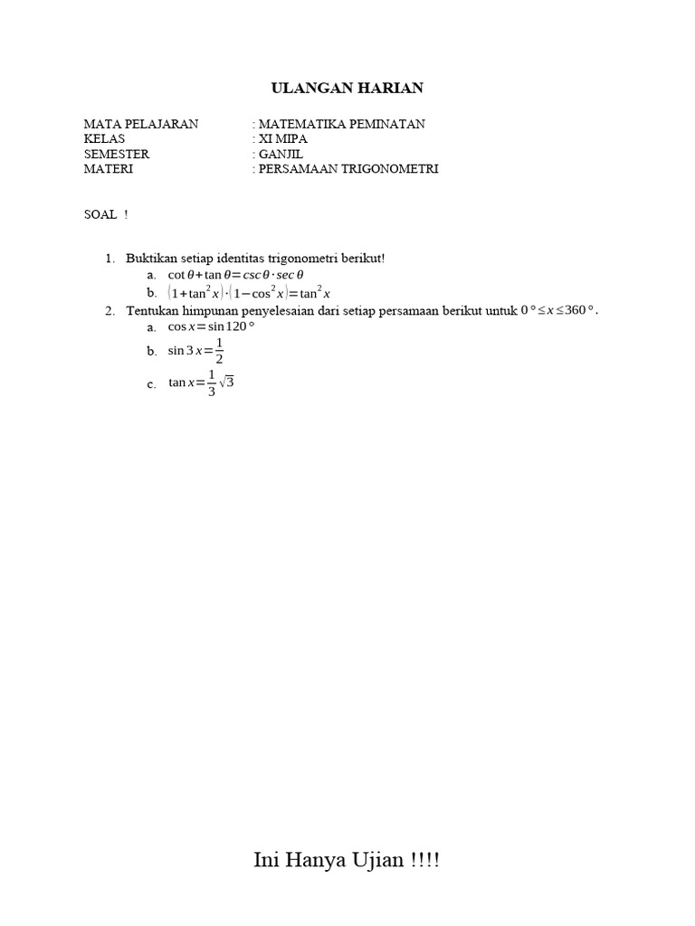 Ulangan Harian MP1 | PDF