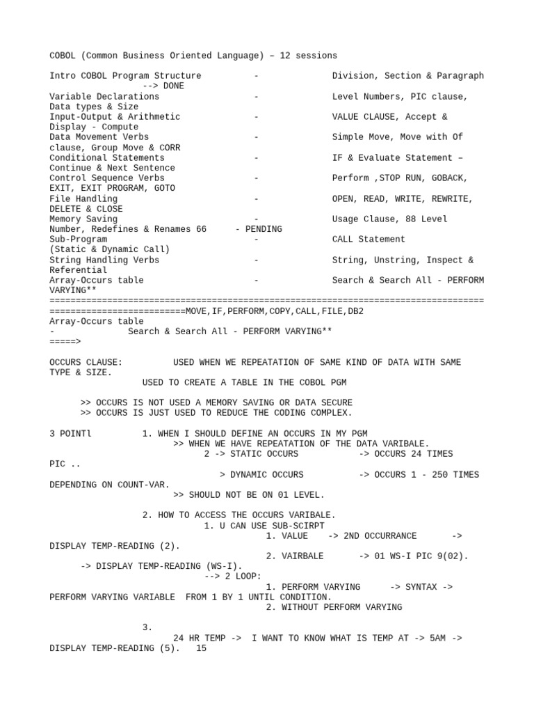 Cobol Class 16 | PDF | Variable (Computer Science) | Computer Data