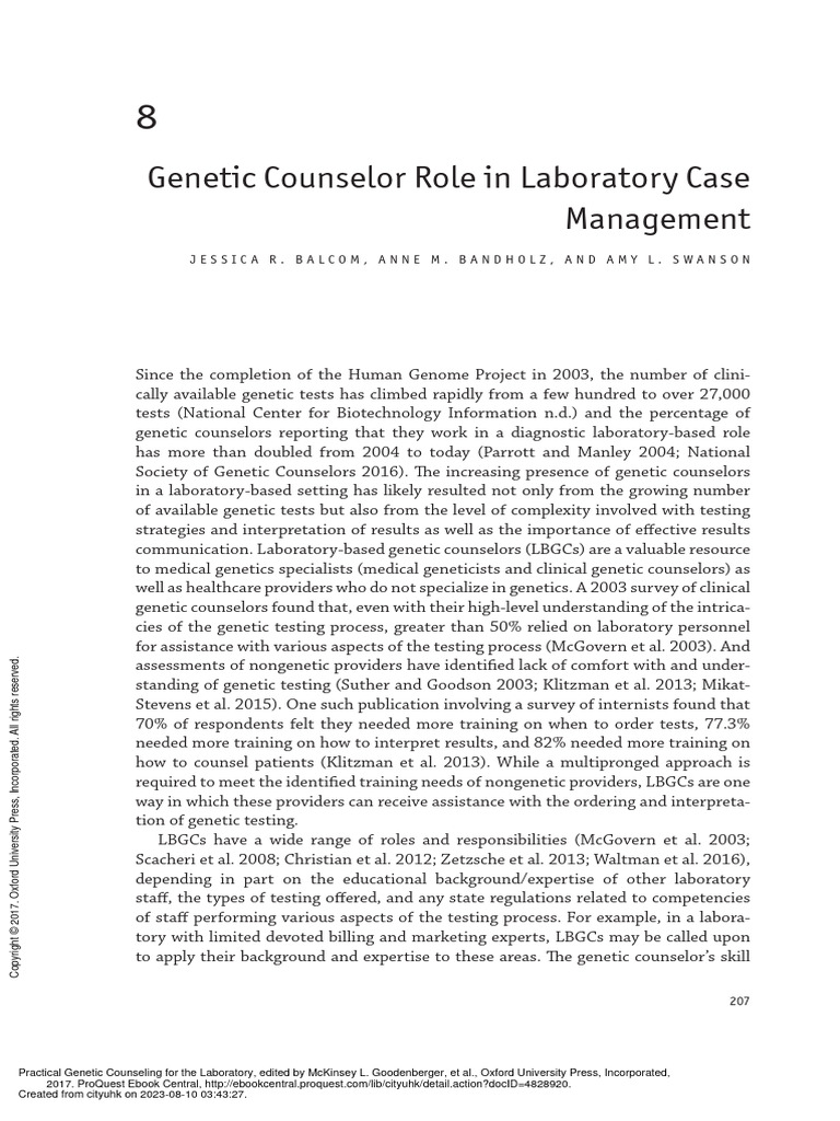 Practical Genetic Counseling For The Laboratory - (8. Genetic Counselor ...