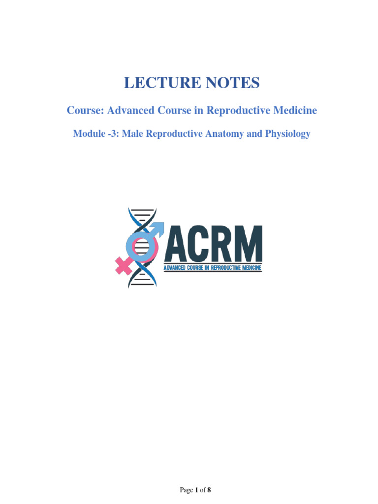 Lecture Notes Module - 3 - Male Reproductive Anatomy and Physiology ...