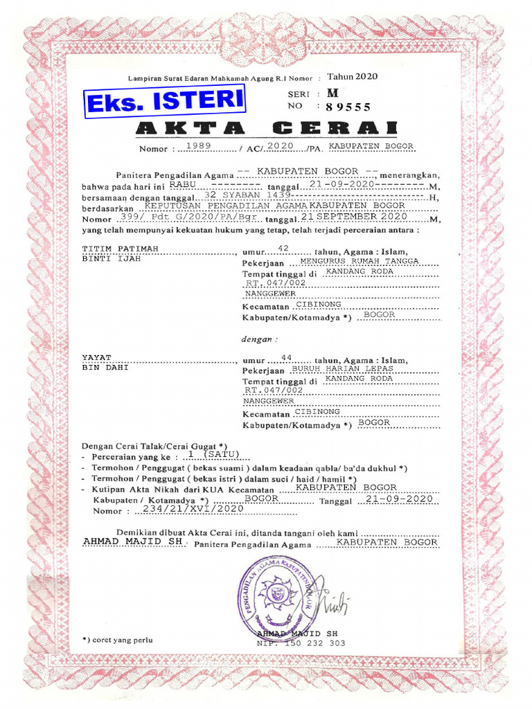 Contoh Akta Cerai | PDF