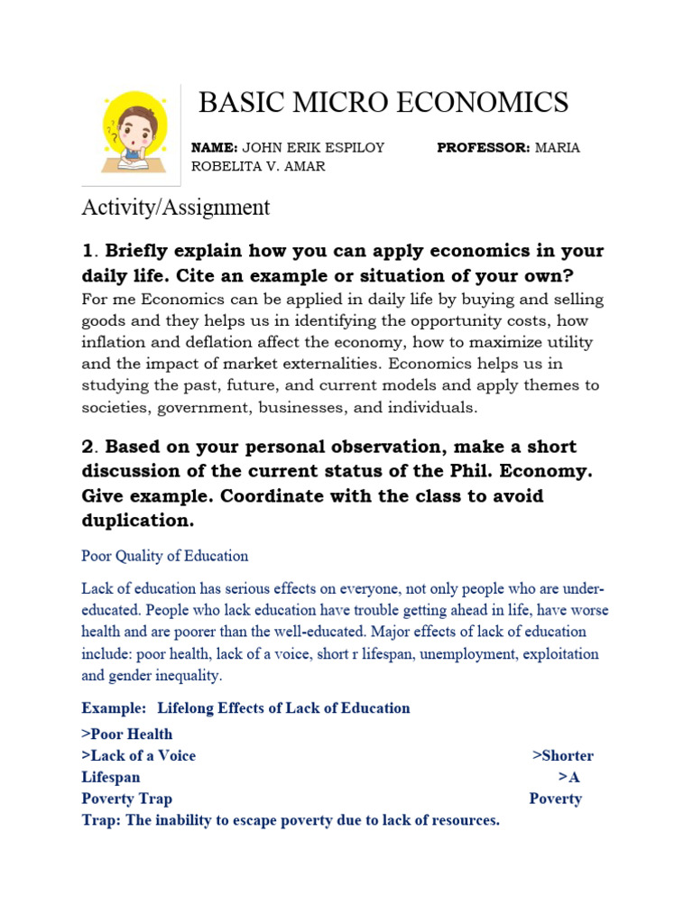 BASIC MICRO ECONOMIC Activity3 | PDF | Poverty | Poverty & Homelessness BASIC MICRO ECONOMIC Activity3 | PDF | Poverty | Poverty & Homelessness