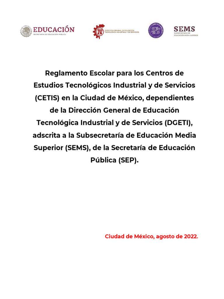 Reglamento Cetis | PDF | Estudios de género | Igualdad de género