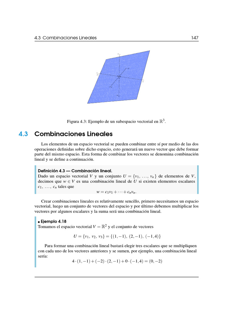 Combinaciones Lineales y Conjunto Generado | PDF | Espacio vectorial | Vector Euclidiano