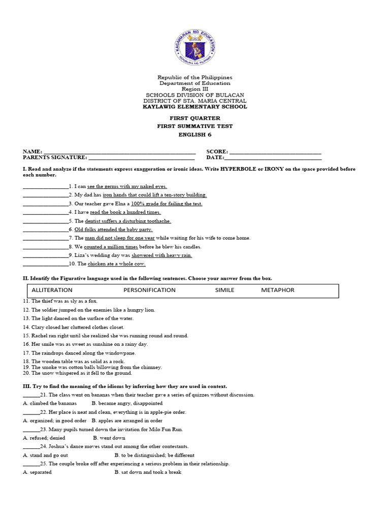 1ST Summative 1ST Quarter | PDF | Trees | Fruit