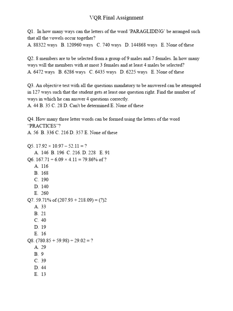 VQR - Quants Final Assignment | PDF | Interest | Speed