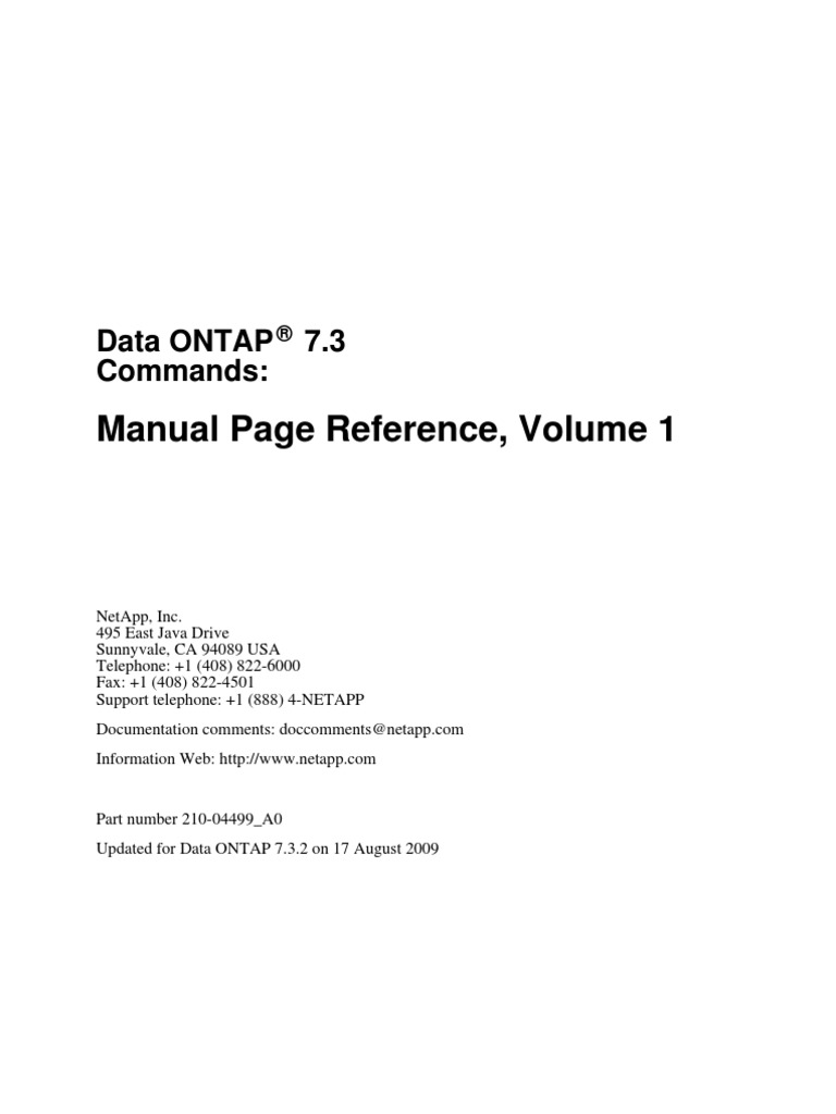 Manual Page Reference, Volume 1: Data Ontap 7.3 Commands | PDF | File Transfer Protocol ...