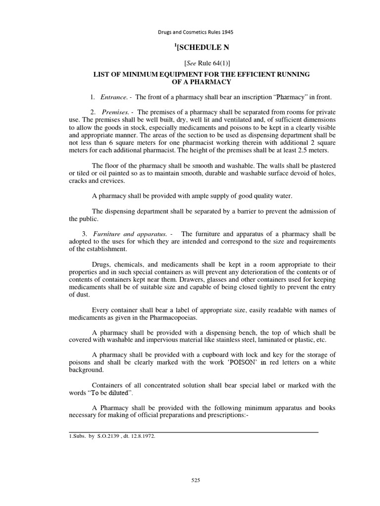 Schedule N | PDF | Pharmacy | Pharmacist