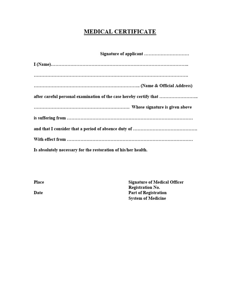 Medical Certificate | PDF