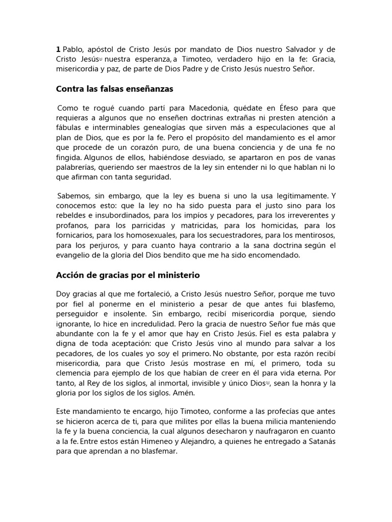 Libro 1 Timoteo | PDF