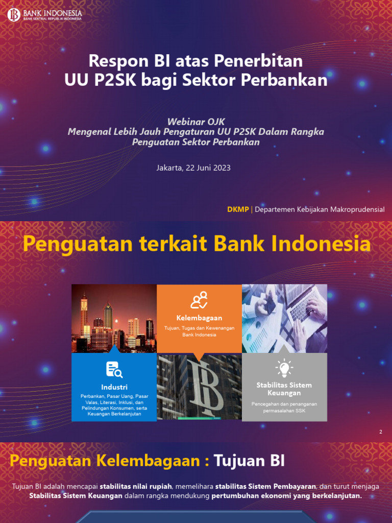 Respon BI Terhadap UU P2SK Perbankan | PDF