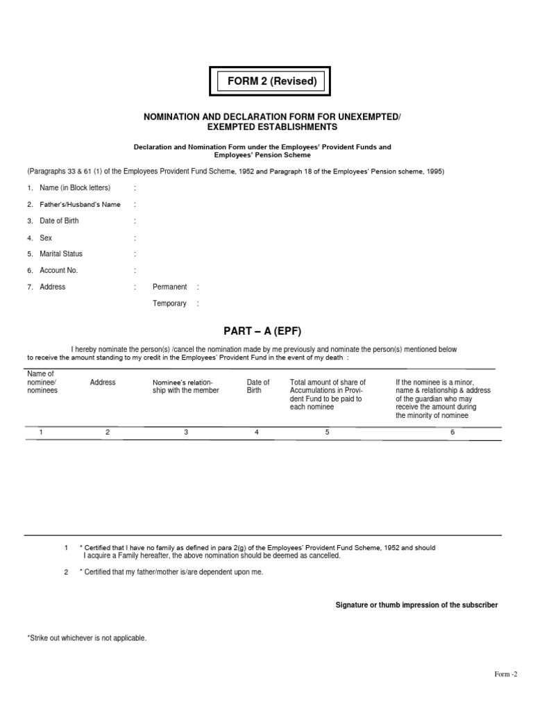 EPF Form 2 | PDF | Retirement | Pension