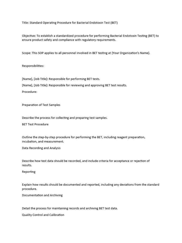 Sop For Bet Test | PDF