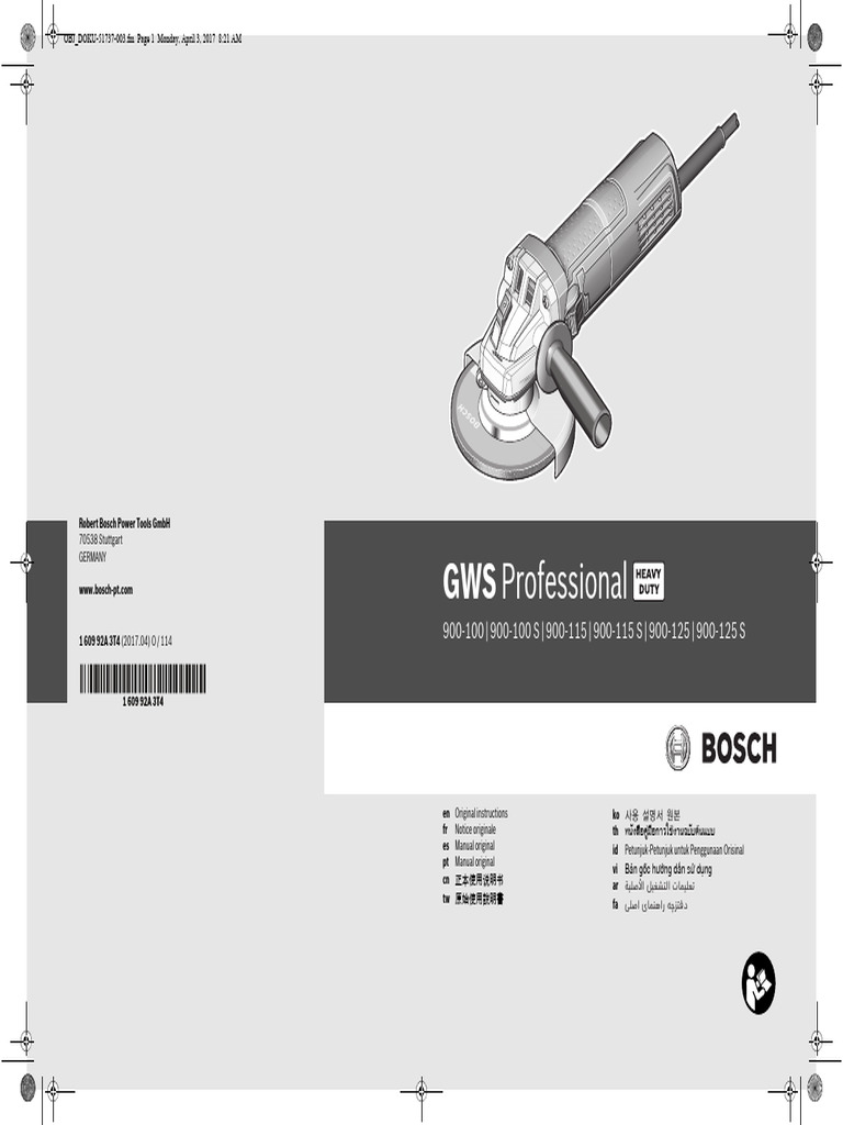 Bosch GWS Power Tools Manual | PDF | Grinding (Abrasive Cutting ...
