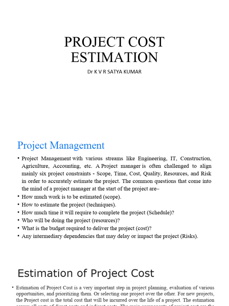 Project Cost Estimation | PDF | Top Down And Bottom Up Design | Project ...