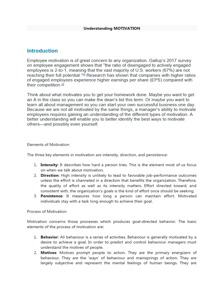 Key Elements of Employee Motivation | PDF